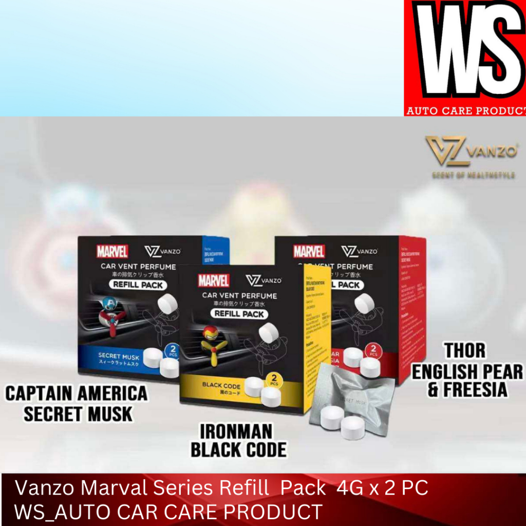 Original 𝗩𝗔𝗡𝗭𝗢 Marvel Series REFILL PACK Car Vent Perfume 4G X 2PC ...