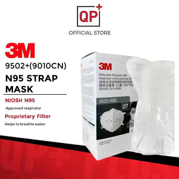 3M 9502+ 3M 9010CN N95 HEAD STRAP PARTICULAR DISPOSABLE RESPIRATOR FACE ...