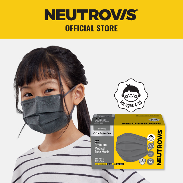 Neutrovis 4-Ply Kids Premium Medical Face Mask 50s - Steel Grey (KIDS ...