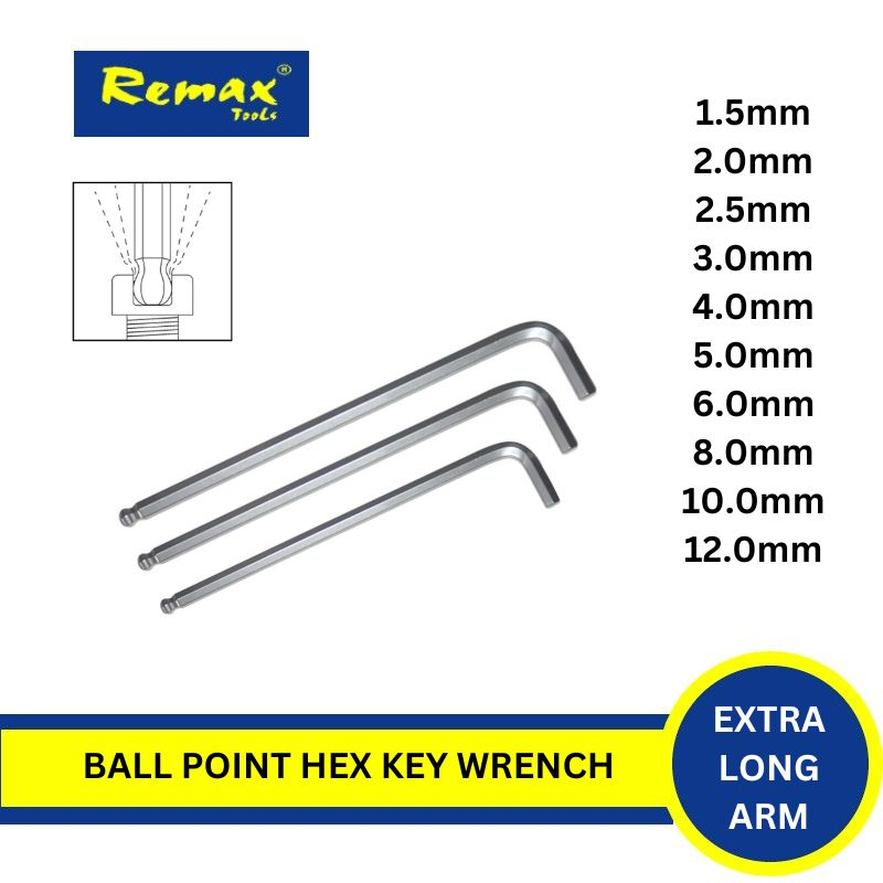 REMAX ALLEN KEY BALL POINT HEX KEY WRENCH EXTRA LONG ARM S2+SATIN ...