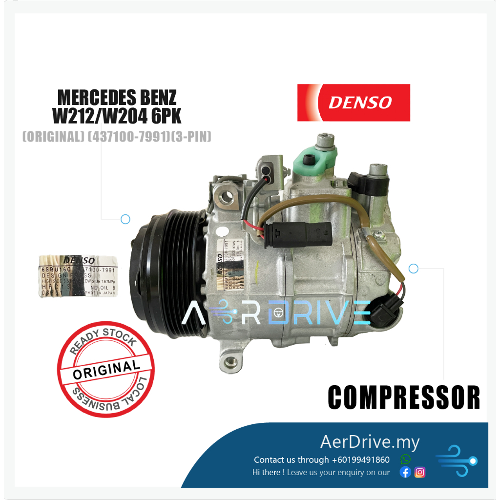 ORIGINAL DENSO MERCEDES BENZ W212 /W204 6PK 6SBU16C COMPRESSOR C/W ...