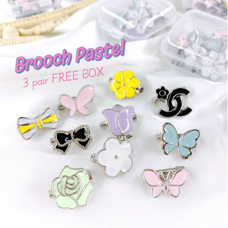 ELEGANT BROOCH 3 pairs Baby Brooch Pastel Random Color [FREE BOX ...