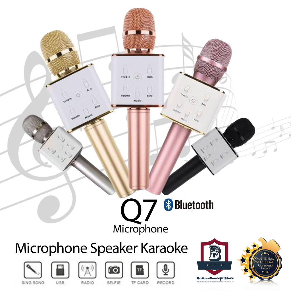 BOSTON Q7 Bluetooth Microphone Speaker Karaoke Mic with Storage Bag 858 ...