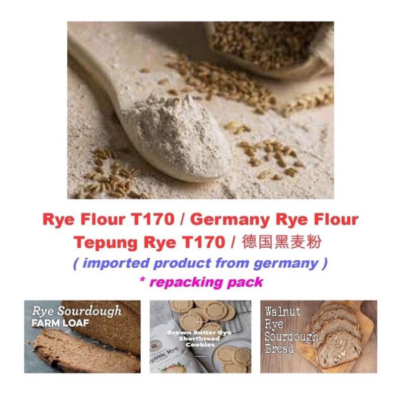 Rye Flour T170 1kg / Germany Rye Flour / Tepung Rye / 德国黑麦粉 | Shopee ...