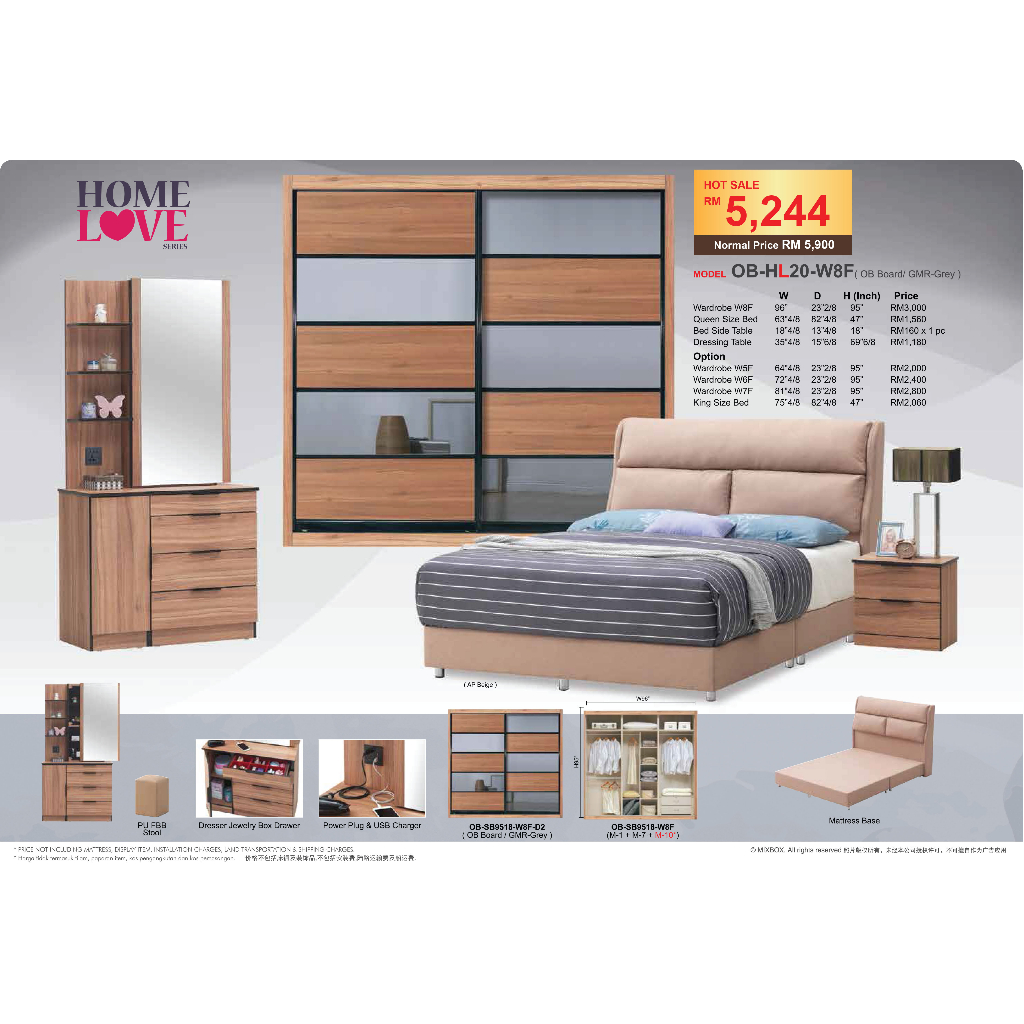 MIXBOX HOME LOVE SERIES BEDROOM SET (OB-HL20) | Shopee Malaysia