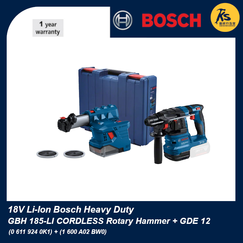BOSCH 18V Cordless Rotary Hammer with SDS plus GBH 185-LI + GDE 12 ...