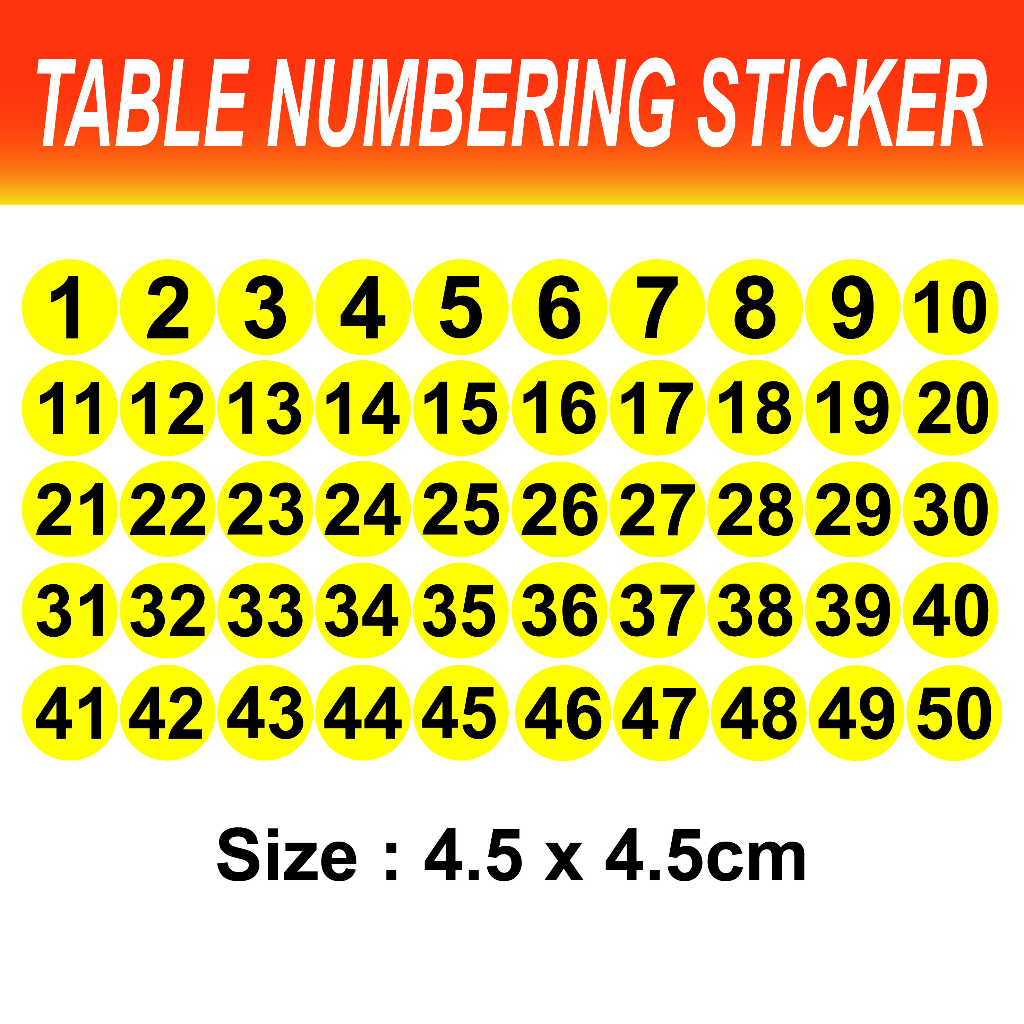 Table Numbering Sticker (Water Proof & Scratch Proof) | Shopee Malaysia