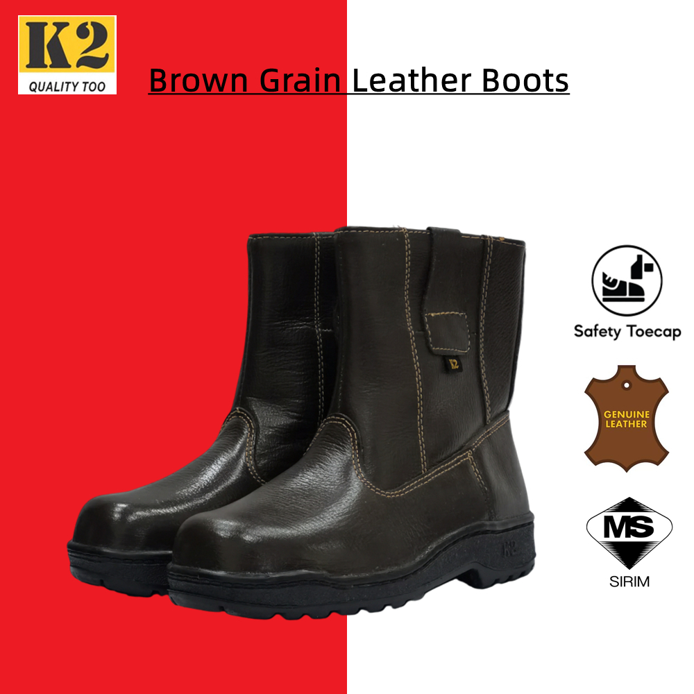 K2 High Cut Brown Grain Full Leather Safety Boots | Shoes | TF605KX ...
