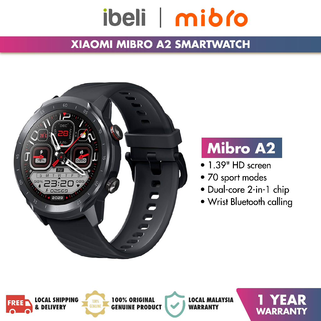 Xiaomi Mibro A2 Smartwatch 1.39" HD Screen 70 Sport Modes Bluetooth ...