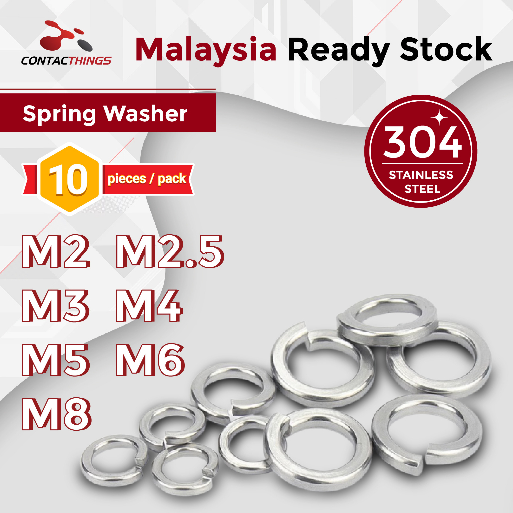 M2 M2.5 M3 M4 M5 M6 M8 Stainless Steel 304 Spring Washer | Shopee Malaysia