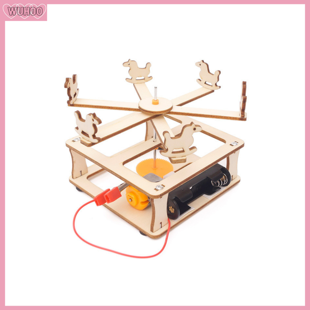 STEM EDUCATION DIY Wooden Carousel Creative Scientific Toys Kit Wooden ...