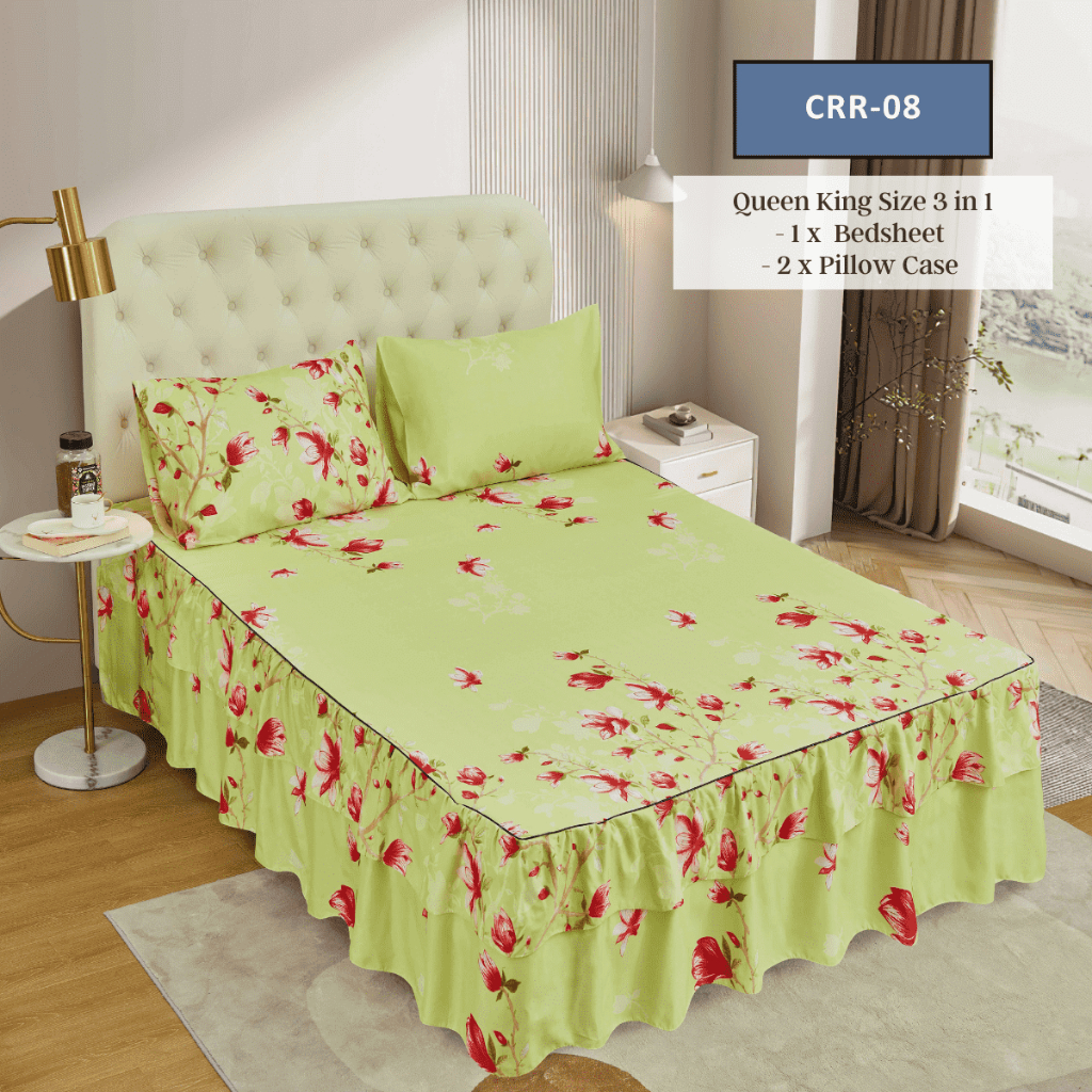 3 in 1 Cadar Ropol Beropol Patchwork Pengantin Set Puteri Bedskirt ...