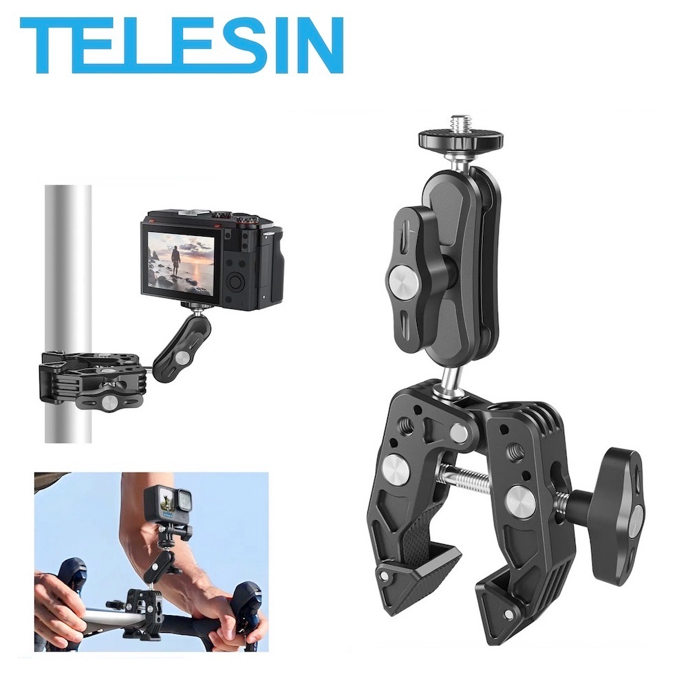 TELESIN Claw Handlebar Crab Clamp Bike Bicycle Motorcycle Mount for ...