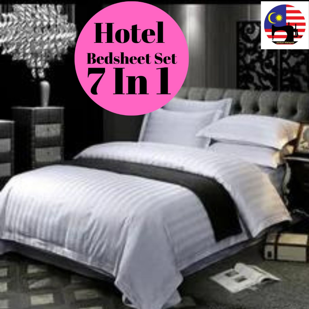 Ready Stocks (7 in 1 Quilt Cover Set) 1200TC 100% Pure Cotton Bedsheet ...