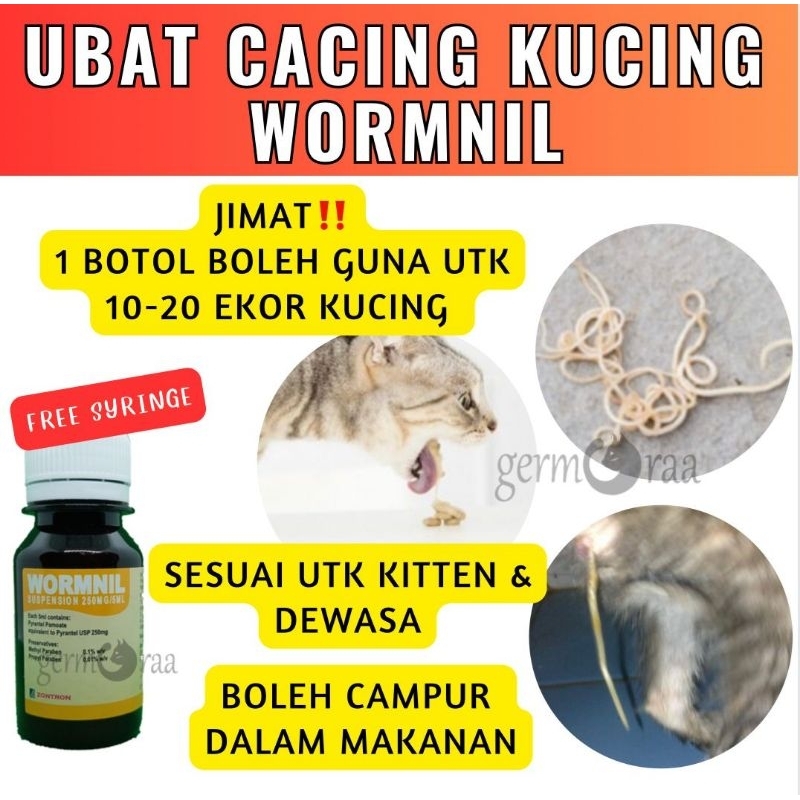 Ubat Cacing Kittens Adult Kucing Dewasa Anjing Wormnil Cat Deworm 60ml ...