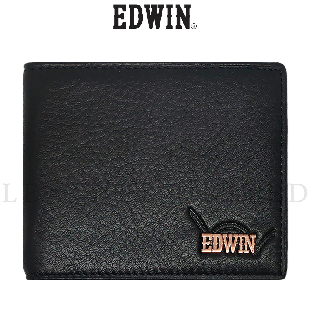 𝗘𝗗𝗪𝗜𝗡 𝐍𝐎 𝐇𝐎𝐋𝐄 𝐖𝐀𝐋𝐋𝐄𝐓 Genuine Top Grain Leather Logo Short Bifold Wallet ...