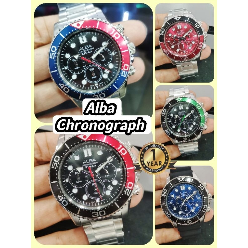 Jam Alba Chronograph Men Watch AT3J35X | Shopee Malaysia