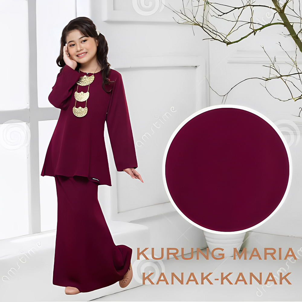Kids Baju Kurung kanak-kanak Maria Pesak Pahang Plain Kosong Murah ...