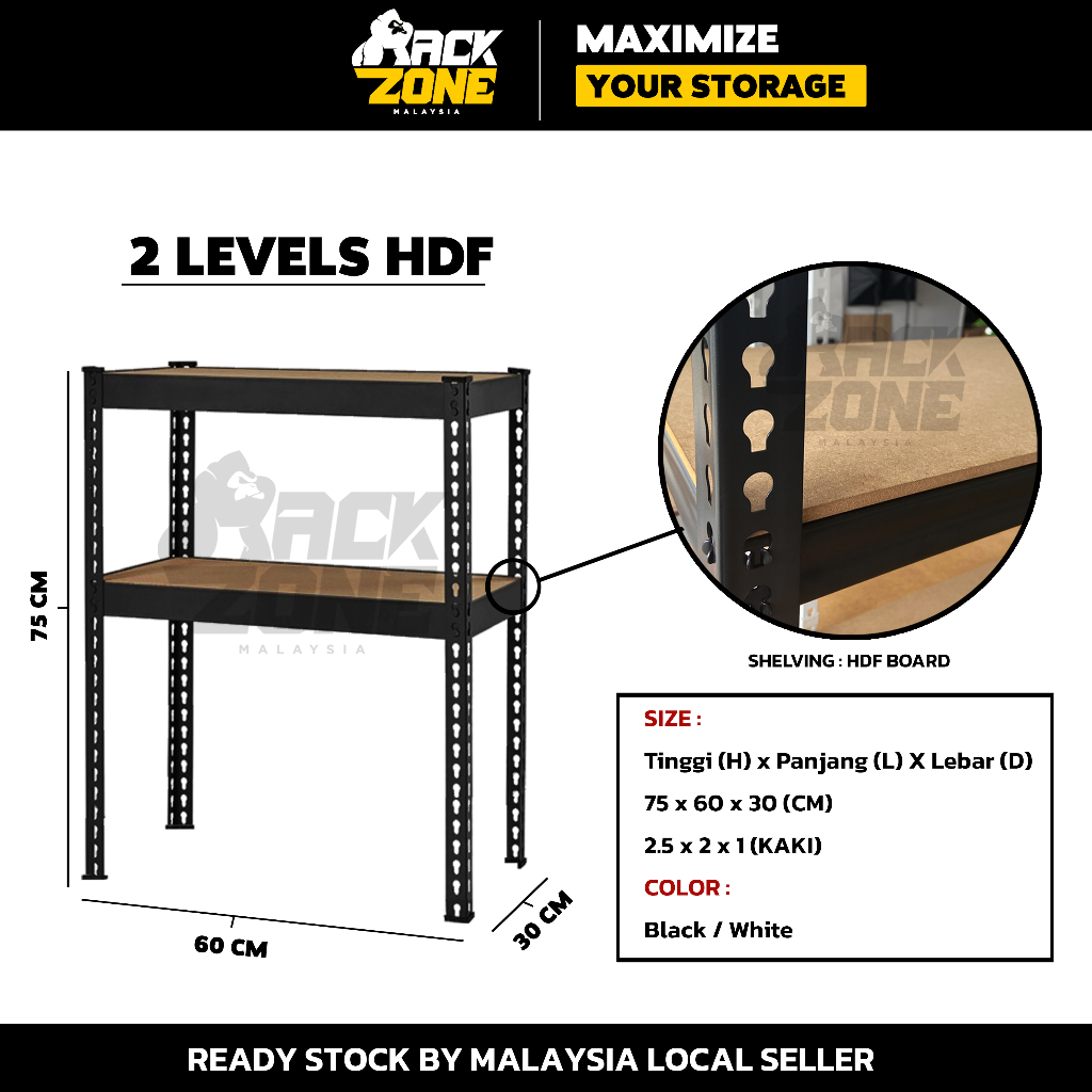 RACKZONE Home Rak Dapur Besi Bertingkat Serbaguna Boltless Rack Shelf ...