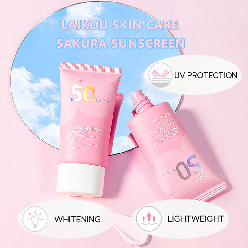 Sakura Sunscreen Cream Protector Facial Sun Block SPF50 Gel Isolation Lotion Cream Bleaching ...