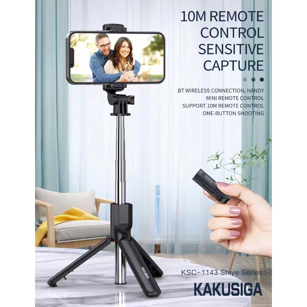 KAKUSIGA KSC-1143 Portable Live Holder Selfie Stick / Bluetooth Shutter ...
