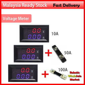 DC 0-100V 10A 50A 100A LED DC Dual Display Digital Current and Voltage ...