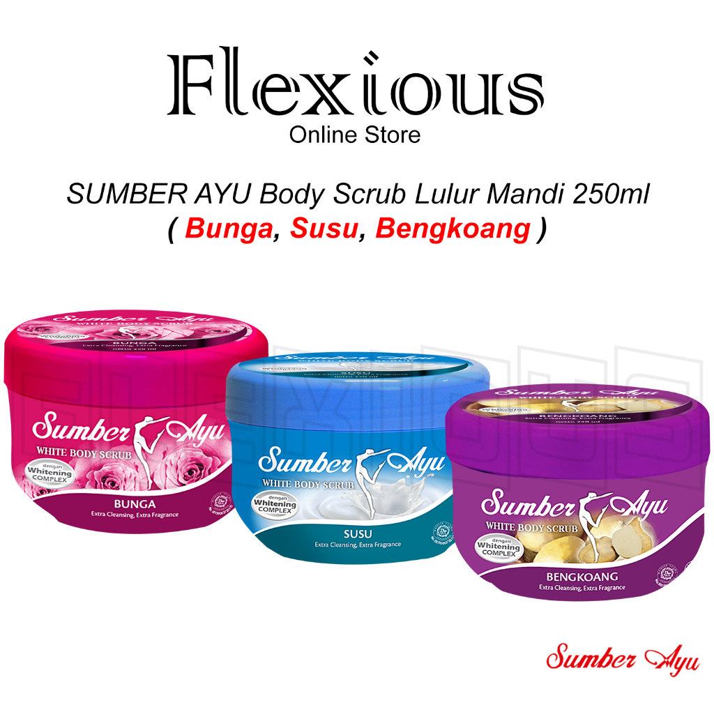 *SUMBER AYU* Unza Body Scrub Lulur Mandi 250ml ( Bunga, Susu, Bengkoang ...