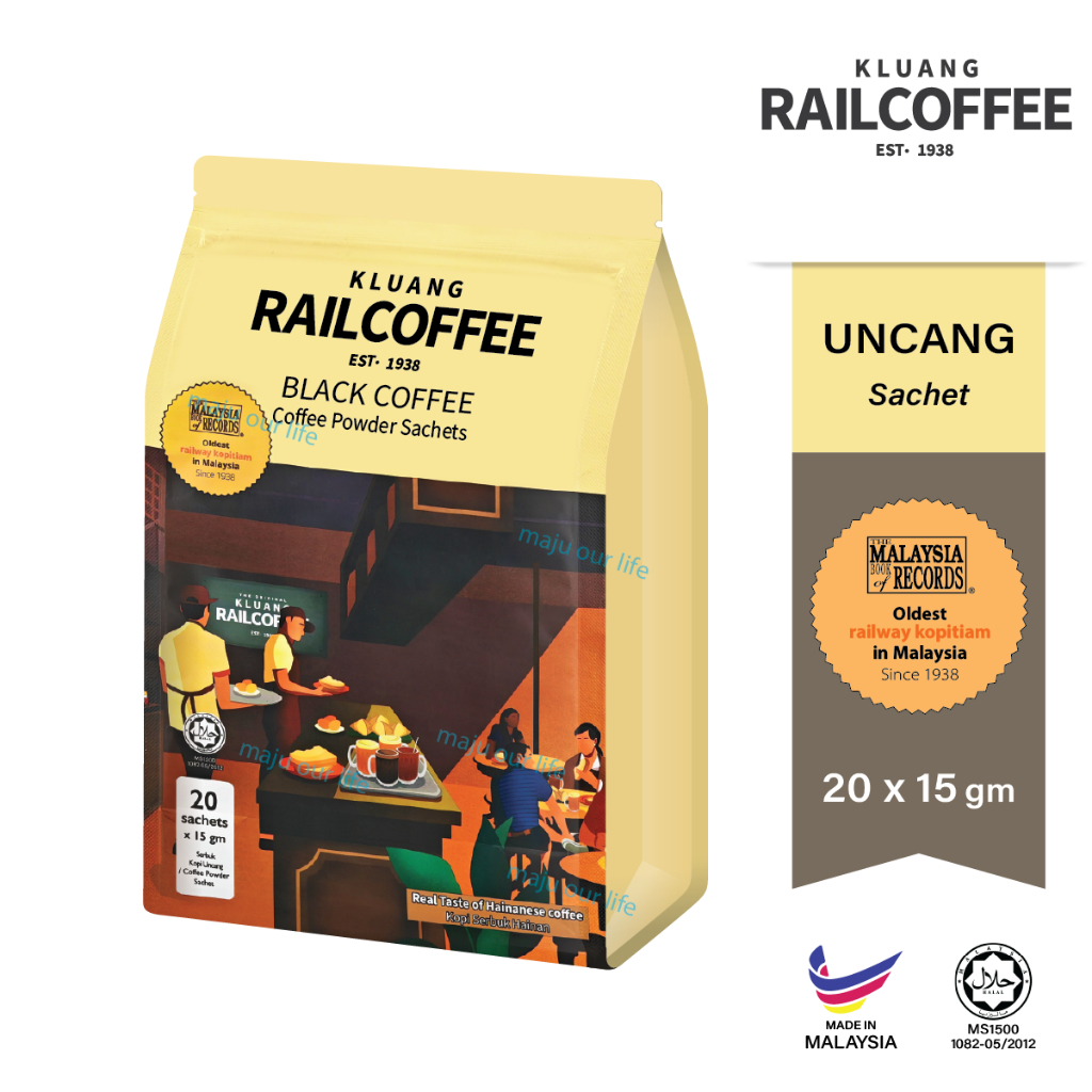 MR MAJU Original Kluang Rail Coffee Uncang 300gm Serbuk Kopi KluangRail ...