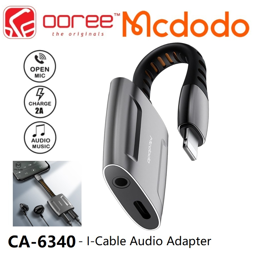 MCDODO CA-6340 I-CABLE TO I-CABLE AND DC 3.5MM AUDIO JACK CONVERTER ...