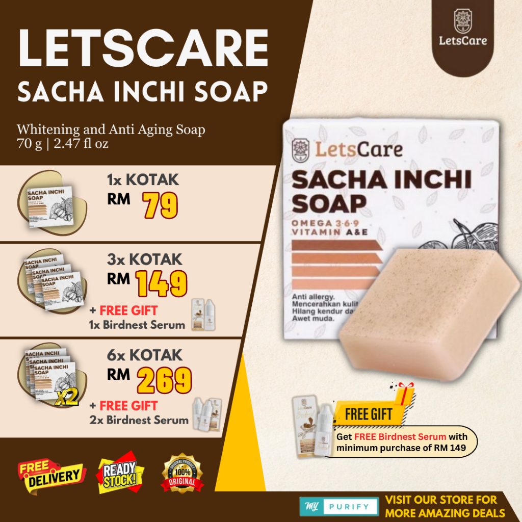 LetsCare Sabun Sacha Inchi Soap | Original HQ LetsCare | Shopee Malaysia