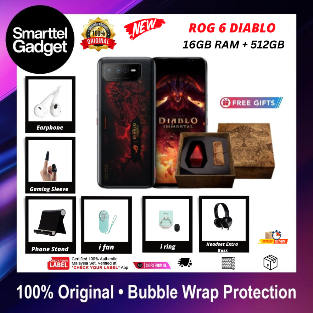 ASUS ROG Phone 6 DIABLO IMMORTAL EDITION 5G Gaming Smartphone (16GB RAM ...