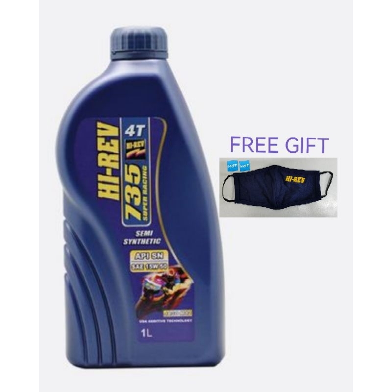 HI REV 4T 735 MINYAK MOTORCYCLE 15W50 SEMI (1 BOTOL FREE 1pcs MASK) - 1 ...