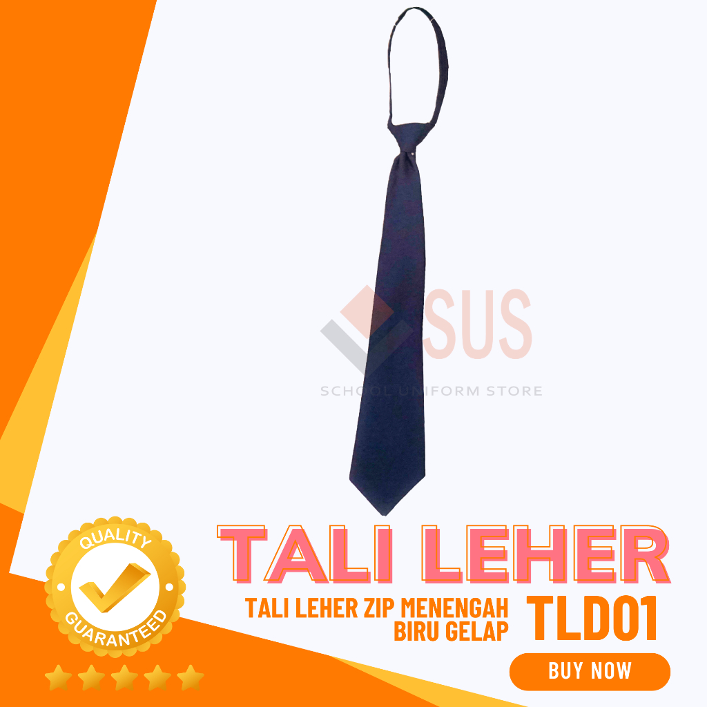 TIE DEWASA NAVY BLUE / TALI LEHER PENGAWAS SEKOLAH MENENGAH JENIS ZIP ...