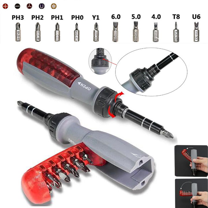 Multifunctional 11 in 1 Precision Ratchet Magnetic Screwdriver Combo ...
