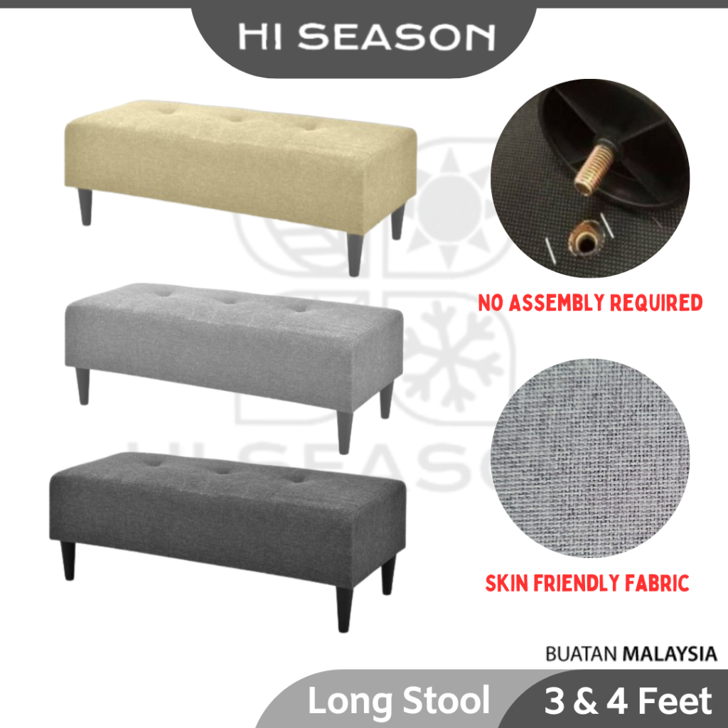 HI SEASON 3 seater Long Stool Bench Chair Fabric Ottoman Bangku Kerusi ...