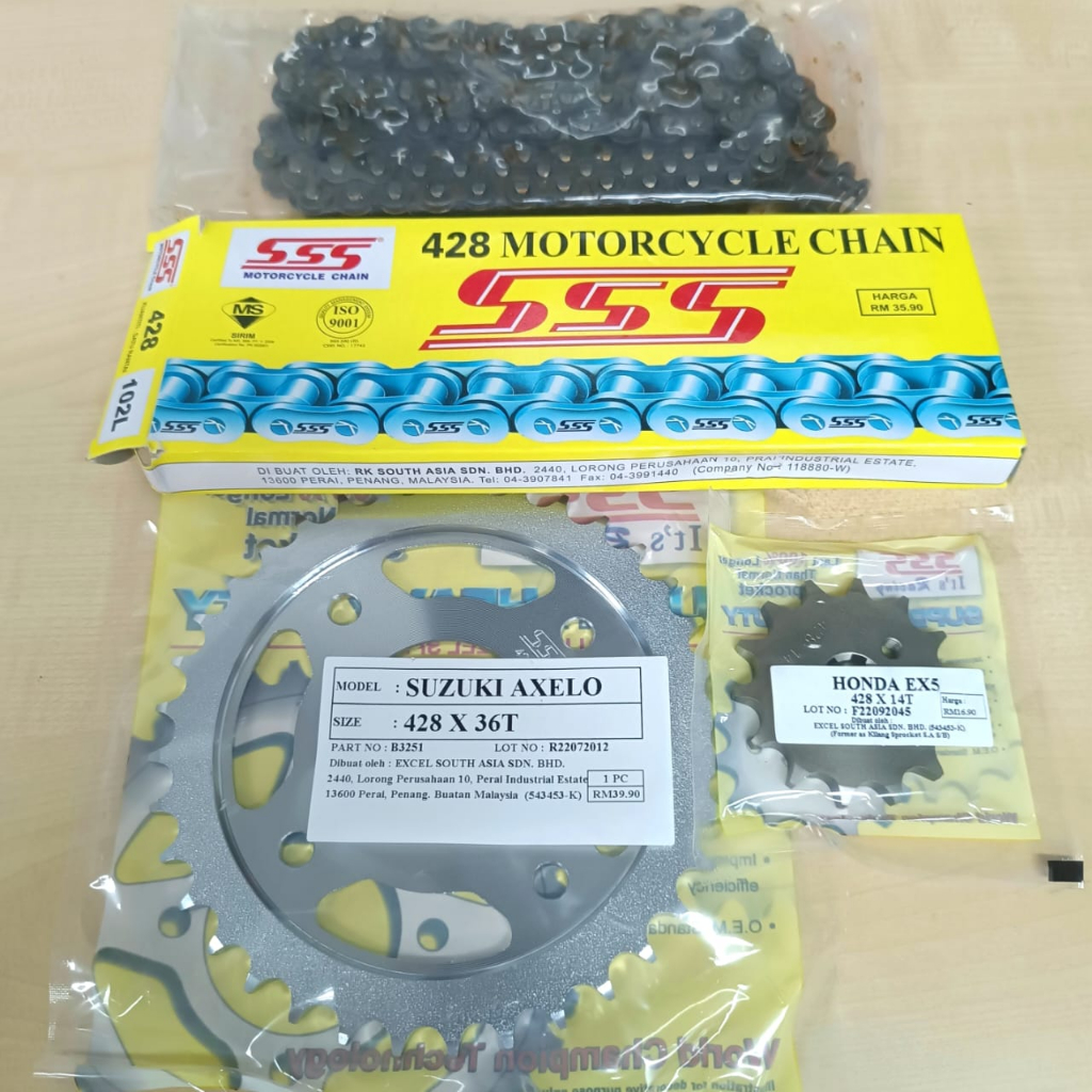 SSS 428 SET SUZUKI AXELO / RC80 SHOGUN 115 FI SSS 428 RANTAI SPROCKET SET | Shopee Malaysia