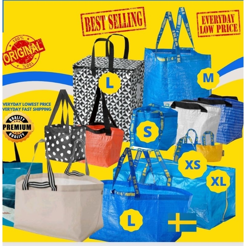 Ikea Original blue bag PENGHANTARAN berdesup laundry shopping pindah ...