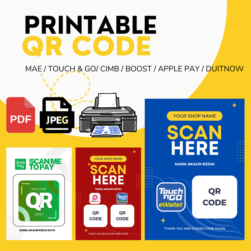 (PDF) QR Code Template A4 A5 A6 TOUCH&GO MAE DUITNOW (DIGITAL COPY ONLY) | Shopee Malaysia
