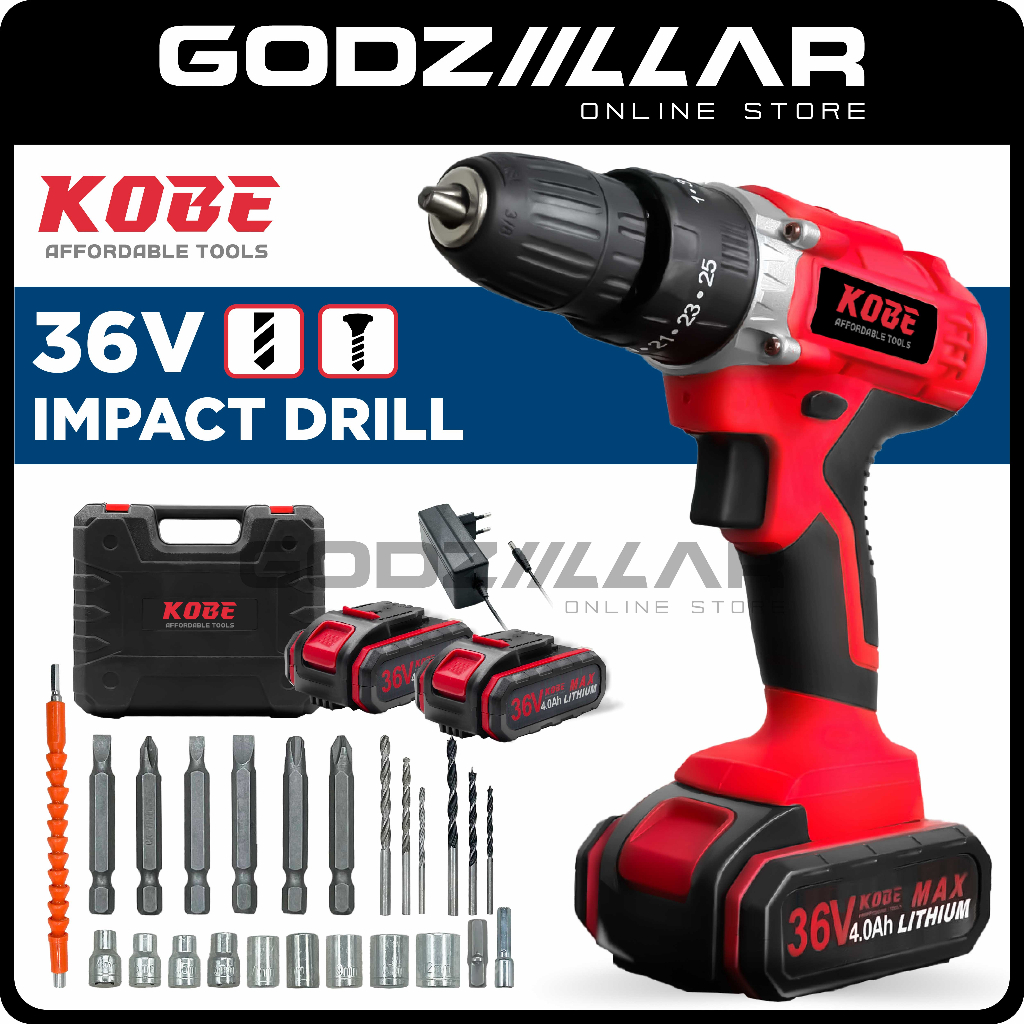 Kobe 36V Cordless Impact Drill | 2-Speed With Battery Impact Function ...