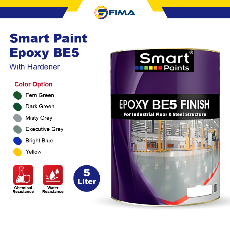 SMART Paint Epoxy BE5 (With Hardener) 5L Floor Paint Cat Lantai Epoxy ...