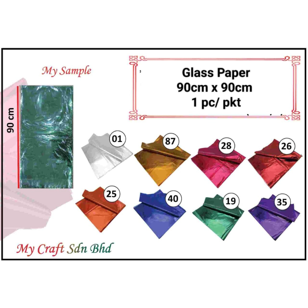 [Ready Stock] PCS | 90cm x 90cm | Glass Flower Paper | 2 Tun Kertas ...