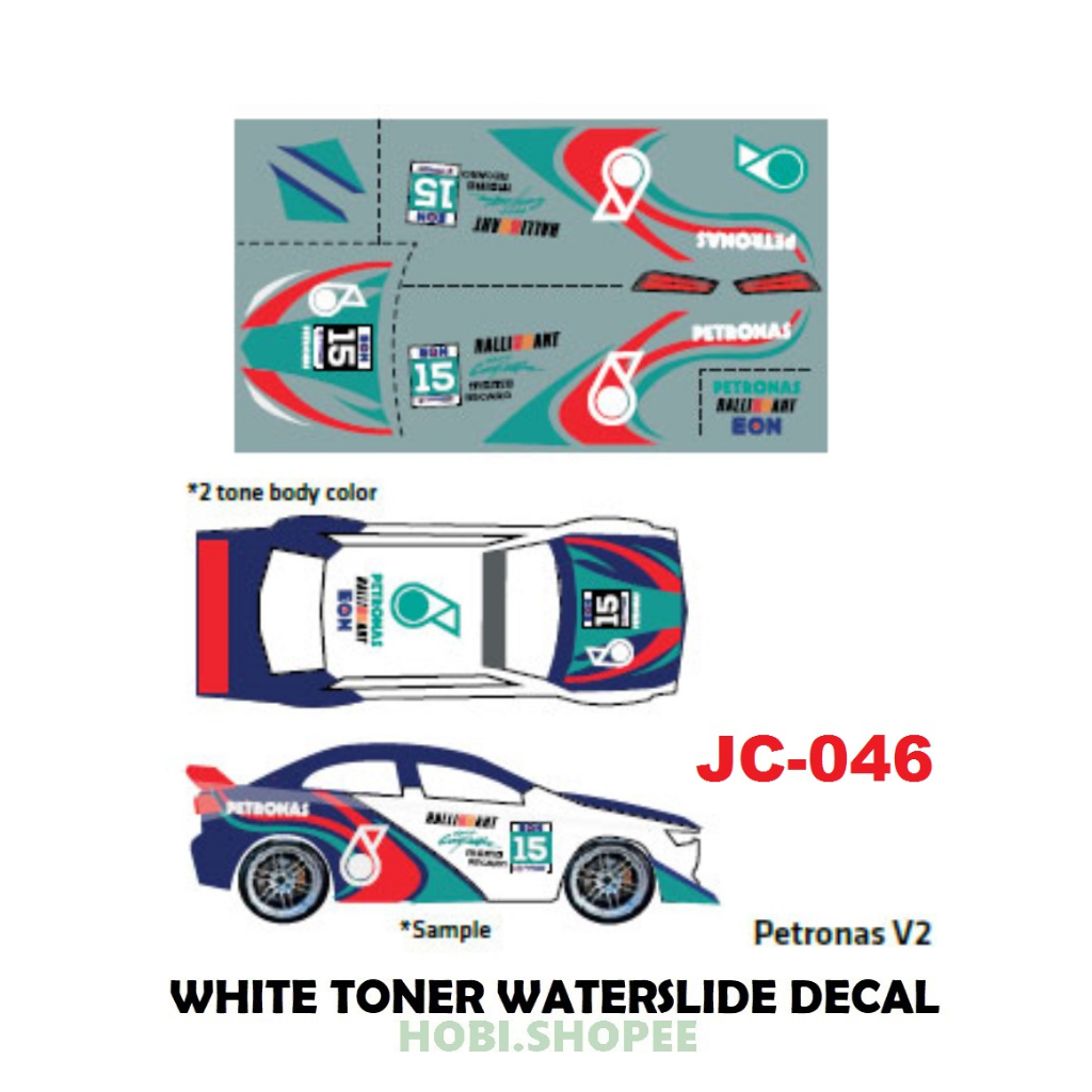 JC046 - PETRONAS V2 DECALS Hotwheels 1:64 diecast custom white toner ...
