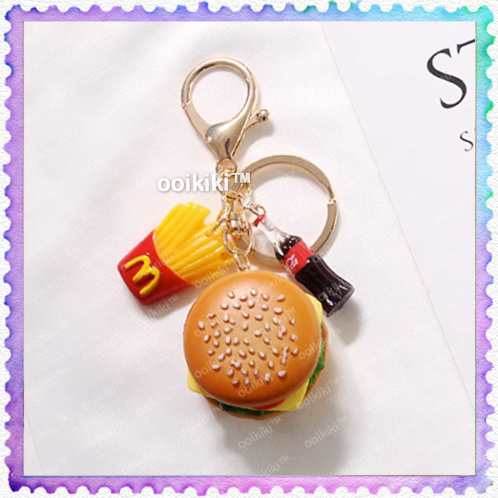McD Burger Fries Coke Key Chain Ring Cute Food shaped Mcdonalds ...