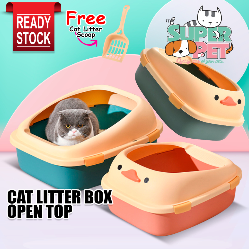 Cute Style Semi Enclosed Cat Litter Box Litter Tray Tandas Kucing Besar ...