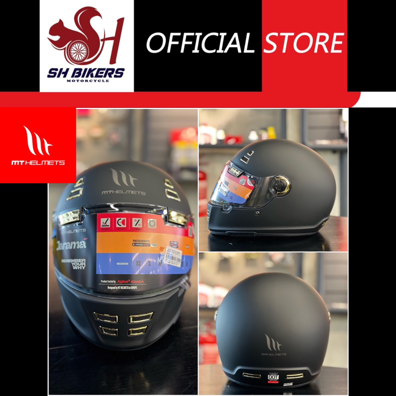 MT Helmet Jarama Full Face FF119 Solid A1 Matt Black Design Vintage Classic | Shopee Malaysia