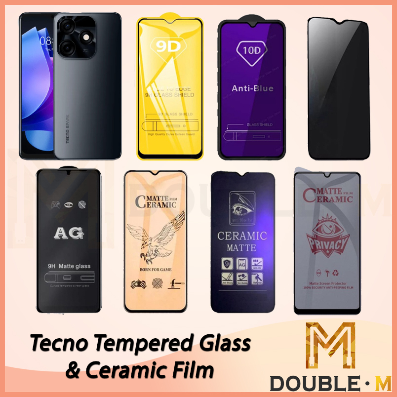 Tecno Spark 20 Pro/20C/GO 2024/10C/ Pova 6 Neo/5 Pro/10 Go/6 9D Anti Blue Matte Ceramic Privacy ...