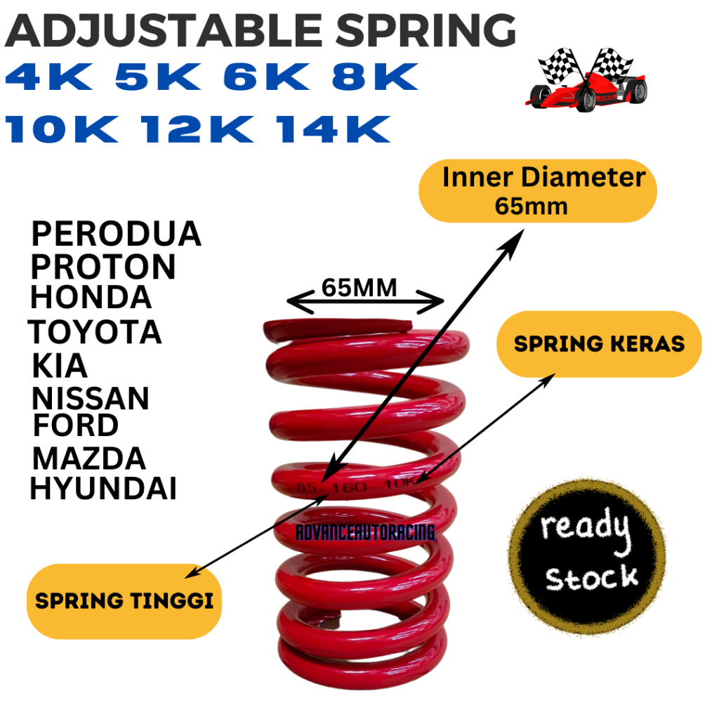 Adjustable Spring (4k/5k/6k/8k/10k/12k/14k)- (price for1pc) -(65mm ...