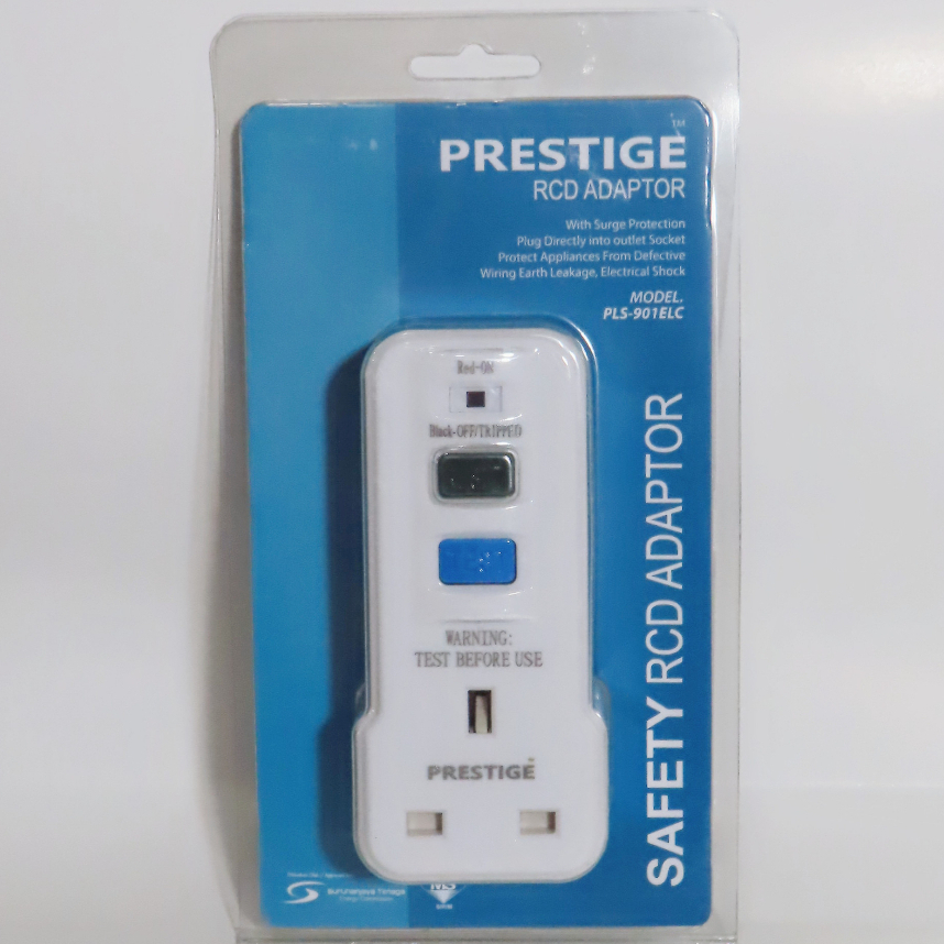 PRESTIGE 30mA 13A PORTABLE RCD ADAPTOR /PLUG IN ELCB SOCKET ADAPTOR ...