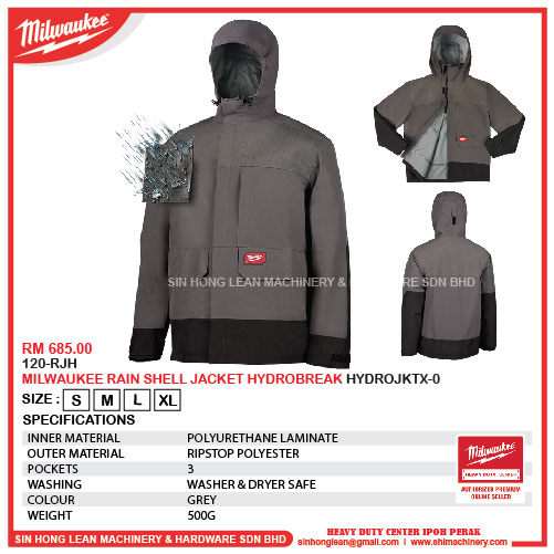 MILWAUKEE RAINSHELL JACKET HYDROBREAK 120-RJH / HYDROJKTX-0 | Shopee ...