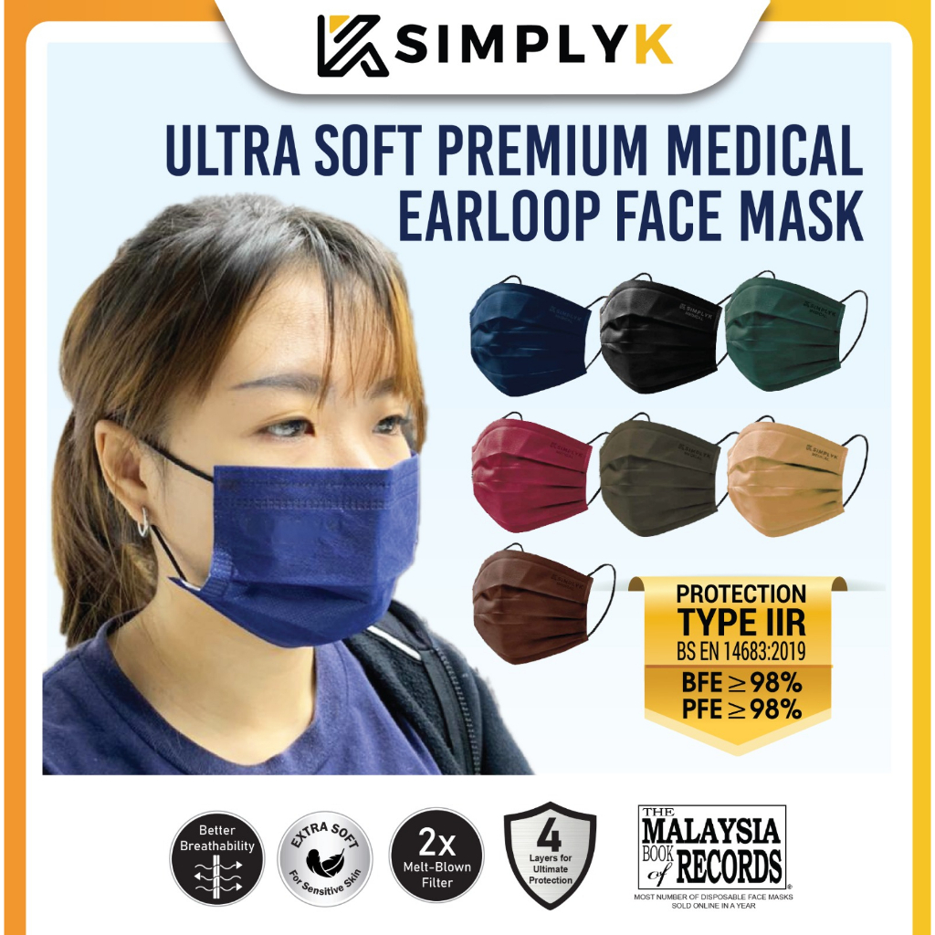 SimplyK Mask 3ply Face Mask Black Mask Headloop Mask 3ply Mask Face ...